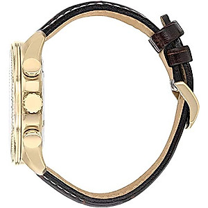 Citizen Men's Eco-Drive Weekender Brycen Chronograph Watch in Gold-tone Stainless Steel, Brown Leather strap (Model: BL5403-03X)