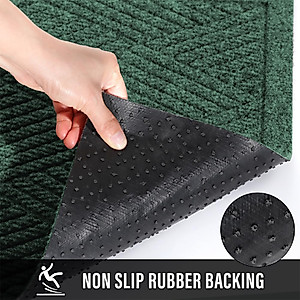 HIYARD Sturdy Front Door Mat, Absorbent Muddy Dirt Resist Welcome Door Mats Outdoor Indoor, Stain and Fade Resistant, Non-Slip Rubber Backing Low Profile Doormat for Entryway, 30×17, Green