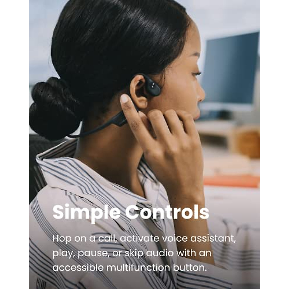 Aftershokz OpenCommUC(Rebranded as Shokz OpenComm UC) - Bluetooth Stereo Computer Headset with Loop100 USB-A Adapter-Bone Conduction Wireless PC Headphones for Home Office Business Use, with Bookmark