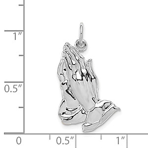 Solid 14k White Gold Praying Hands Pendant Charm