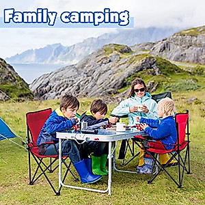 4 Pack Folding Camping Chairs with Carrying Bag Portable Lawn Chairs Lightweight Beach Chairs Outdoor Collapsible Chair with Mesh Cup Holder for Travel Outside Camp Beach Fishing Sports (Red)