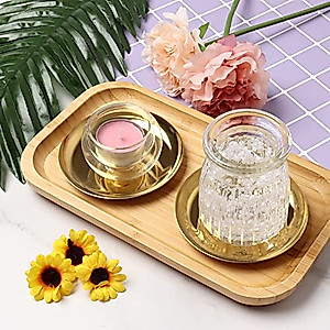 wexpw 2 Pack Gold Jewelry Dish Plate 4inch Stainless Steel Small Gold Decorative Jewelry Tray Golden Tray Round Metal Tray Gold Small Vanity Tray Tea Tray Fruit Trays
