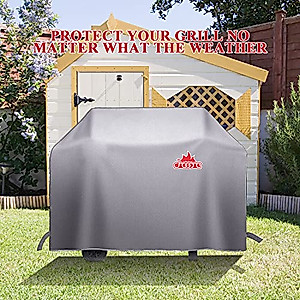 Chooone 58 Inch Grill Cover, Heavy Duty Waterproof Barbecue Gas Grill Cover, Windproof, UV and Fade Resistant, 600D BBQ Grill Cover for Weber Brinkman Char-Broil and More, Grey Cover