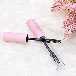 GTHER 10PCS 10ML Empty Mascara Tube Bottle with Eyelash Wand & Rubber Inserts & Funnels Set for Castor Oil/Eyelash Growth Oil, DIY Mascara Eyelash Cream Container with Cap, Matte Pink