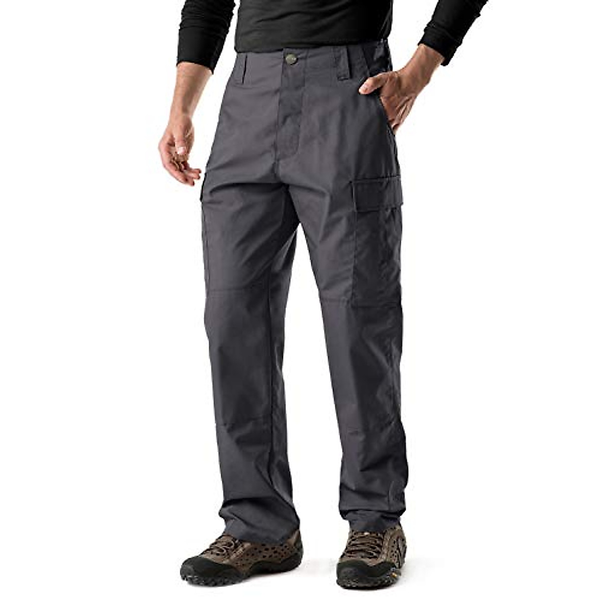 CQR Men's Tactical Combat Cargo Pants, Water Resistant Ripstop, Military Outdoor Hiking Work Apparel, Brigade Pants Charcoal, X-Large