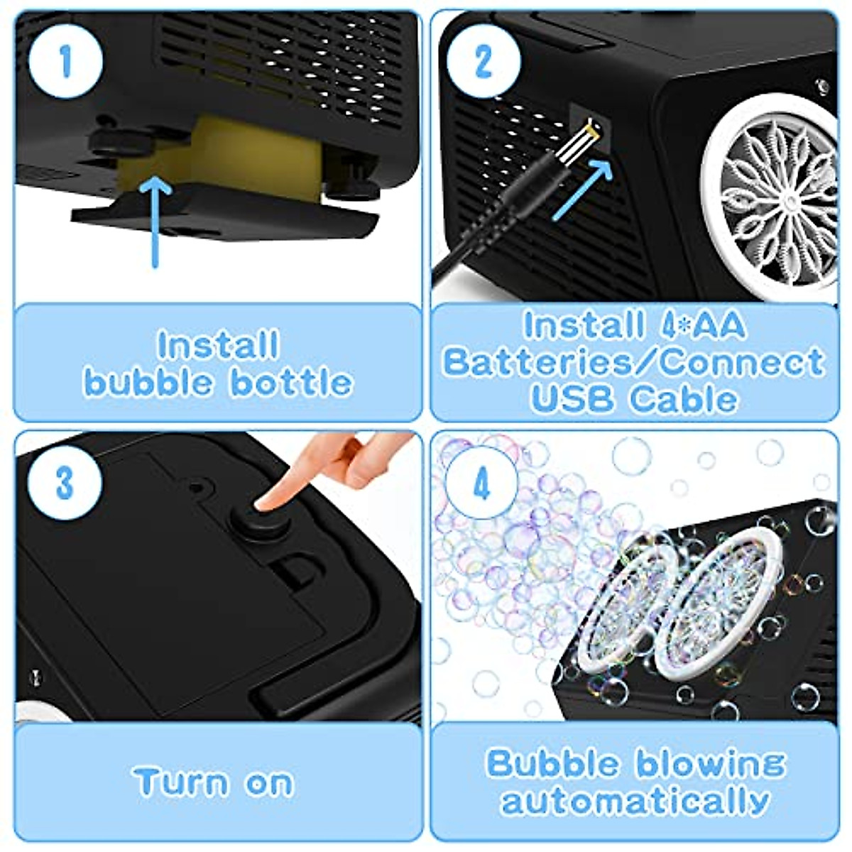 Bubble Machine,PANACARE Portable Automatic Bubble Blower.20000+ Bubbles per mins.Bubble Maker for Parties.Best Gifts for Kids and Toys for Pets.