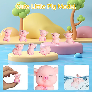 8pcs Miniature Pig Figurines, Pig Cake Topper Cupcake topper, Mini Pig Cerdo Characters Toy, Pig Cake Decorations for Kids Birthday Baby Shower Pig Theme Party Supplies