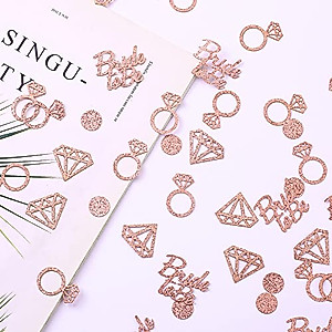 Bridal Shower Decorations 300pcs Table Glitter Confetti for Engagement Party Decor Bride to be,Diamond,Ring and Circle Rose Gold Paper Confetti for Wedding Bachelorette Party Supplies (Rose Gold)