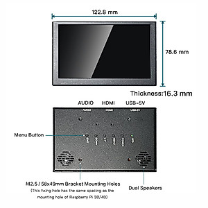 LESOWN Mini Monitor HDMI 5 inch IPS Small Monitor Portatil 800x480 LCD 5" Capacitive Touch Screen Metal Case Dual Speakers Potable Monitor PC HDMI Display