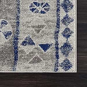 Bloom Rugs Tribal Geometric Blue Multicolor Runner - Boho 10 ft Runner for Entryways and Hallways (2'7" x 10')