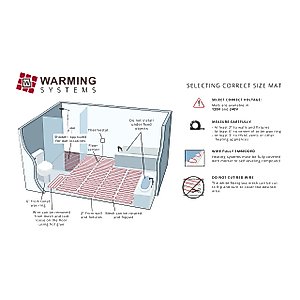30 Sqft Warming Systems 120 V Electric Tile Radiant Floor Heating Mat with WiFi Touch Screen Programmable Thermostat. Includes Installation Monitor and Floor Temperature Sensor
