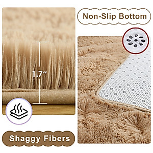 Ompaa Beige 8x10 Feet Large Area Rugs Fluffy Living Room Carpet, Wall to Wall Big Shag Light Tan Rug for Bedroom Kids Playroom Classroom Nursery Home Office Decor