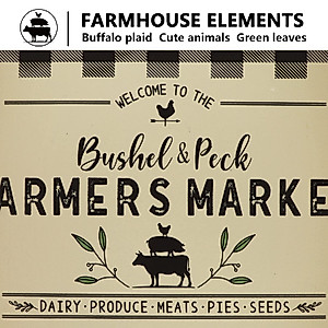 Falflor 2PCS Farmhouse Kitchen Rug and Mats Non Slip Waterproof Kitchen Rugs Set Kitchen Floor Standing Mats Rubber Backing Floor Carpet Runner for Kitchen Sink Laundry Office