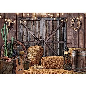 Alltten 7x5ft Western Cowboy Backdrop Western Party Decorations Wild West Vintage Wooden House Barn Door Photography Background Cowboy Theme Party Decorations Banner Photo Booth F44