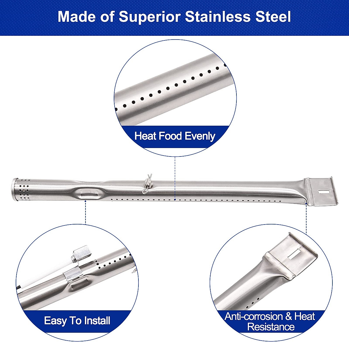Aibabcue Grill Replacement Parts for Charbroil 463436215, 463436214, 463436213, 467300115, 463234413, 461334813, 466436213 Grill Model, Heat Plate Burner Cover, Grill Burner, Carryover Tube, Igniter