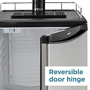 Danby DKC054A1BSL2DB 5.4 Cu.Ft. Double Tap Kegerator, Auto Defrost and Mechanical Thermostat, Keg Cooler with Scratch-Resistant Worktop and Reversible Door Hinge, Steel