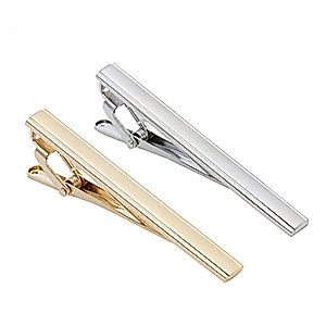 Men Metal Silver Tone Simple Necktie Tie Bar Clasp Clip (Sliver)