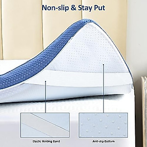 Twin Mattress Topper 2 Inch Gel Infused Cozary Memory Foam Cooling Bed Pad High Density Firm Mattress Pad for Pain Relief with Removable & Washable Cover for Bedroom and RV