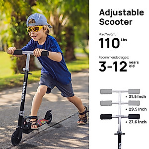 TENBOOM Scooter Toys for Kids Ages 6-12/3-5, Light Up Wheels Christmas Birthday Gifts for Girls Boys, Easy Folding Kids Scooter with 3 Levels Adjustable Handlebar