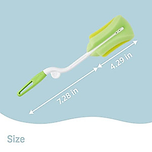 Pigeon Sponge Bottle Brush 2-Way Cleaning Type for Baby Nursing Bottles, Green (Made in Japan)