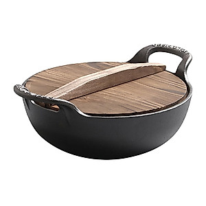 Cast Iron Oven Pot Non-stick Wok Skillet with Lid Handles 7.86 inch Round Cooking Pan Cast Iron Saucepan Camping Cookware Frying Pan