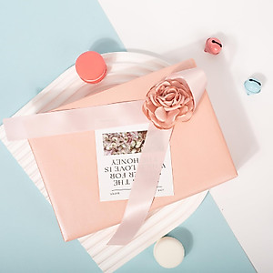 Homeral Pink Baby Shower Wrapping Paper Roll - Shimmer Pearl Luster Reversible Gift Wrap Paper for Baby Shower, Birthday, Wedding, Easter - Mini Roll - 17 Inch x 32.8 Feet