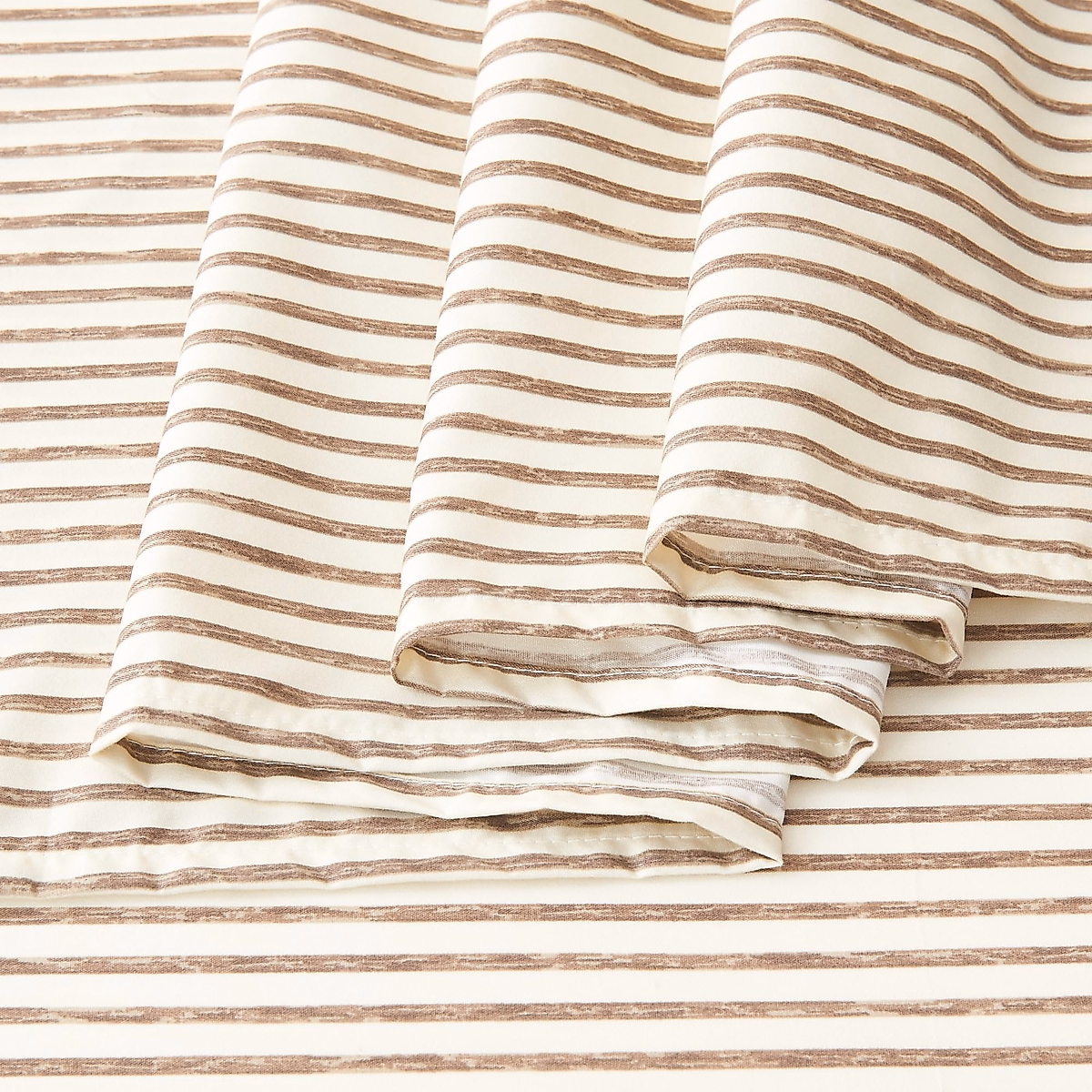 Great Bay Home 4-Piece Queen Size Stripe Microfiber Sheet Set | Ultra-Soft, Brushed Bedding Sheets & Pillowcases | Wrinkle Free, Comfortable, All-Season Bed Sheets (Queen, Taupe)