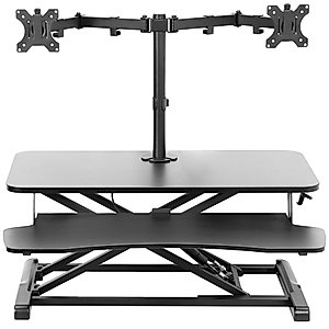 VIVO Height Adjustable 32 inch Standing Desk Converter with Dual 13 to 30 inch Monitor Stand, Sit Stand Monitor Mount and Desk Riser, Black, DESK-V000K-M2