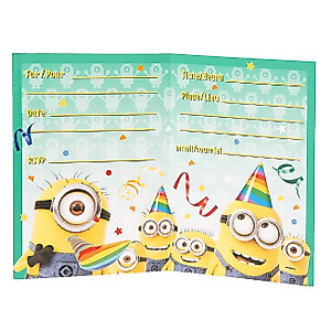 Amscan Despicable Me Birthday Party Supplies Bundle Pack includes 24 Party Invitations and 24 Thank You Postcards