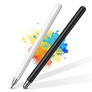 Stylus Pens for Touch Screens(2 Pcs), Capacitive 2 in 1 High Sensitivity & Precision Stylus Pen for iPad, Universal Tip Stylus Compatible with iPhone and All Touch Screens (Black/White)