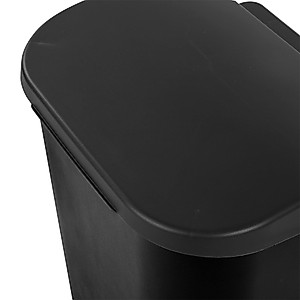 Sterilite 11.3 Gallon D Shape Flat Side Lift Top Lid Wastebasket Trash Can for Kitchen, Home Office, and Garage, or Workspace, Black (6 Pack)