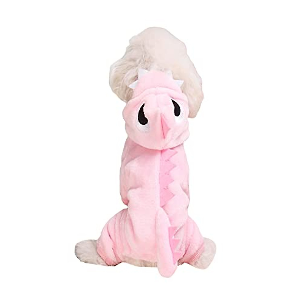 QWINEE Dinosaur Design Dog Costume,Dog Clothes,Puppy Hoodie,Dog Cat Coat,Dog Cute Party Costume,Animals Fleece Cosplay,Christmas Halloween Dog Apprael for Small Medium Dog Cat Kitten Pink Large