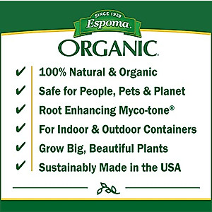 Espoma Organic Potting Soil Mix - All Natural Potting Mix For All Indoor & Outdoor Containers Including Herbs & Vegetables. For Organic Gardening, 4qt. bag. Pack of 1