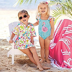 Kids Toddler Baby Girl One Piece Swimsuit Beach Wear Striped Flamingo Tassels Swimwear Bathing Suits 6-12 Months