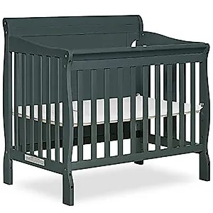 Dream On Me Alice 3-in-1 Full Panel Convertible Mini Crib, Olive, Greenguard Gold Certified