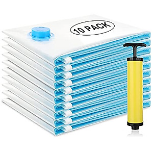 Oubyu Premium Vacuum Compression Bag With 80% More Storage Bag Space. Storage Bag For Quilts, Clothes, Blankets And More. Includes Packing Travel Clothes, Moving Supplies, 10 Packs With Air Extraction Tool (Size: 50cm*70cm)