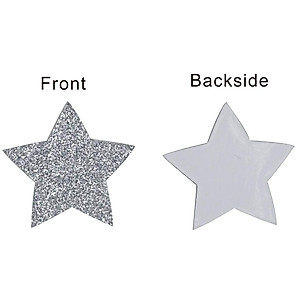 Mybbshower 1.5 inch Silver Glitter Adhesive Star Favors Stickers for New Year Star Decorations Envelope Seals Pack of 150