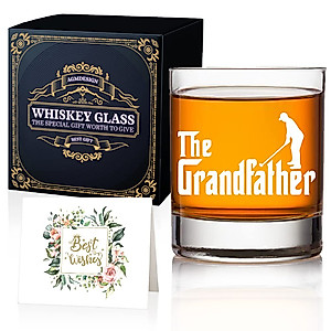 AGMDESIGN, The Grandfather Whiskey Glasses, Fathers Day Gift for Golf lovers,Him, Husband, Brother, Dad,Grandpa, Pregnancy Reveal Gift for New Grandfathers