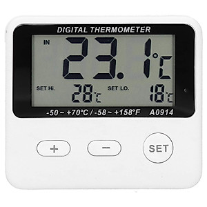 Walfront Digital Freezer Thermometer Battery Powere Universal Refrigerator Temperature Measuring Alarm Console with Probe for Kitchen Home Restaurants Bars, Thermostat