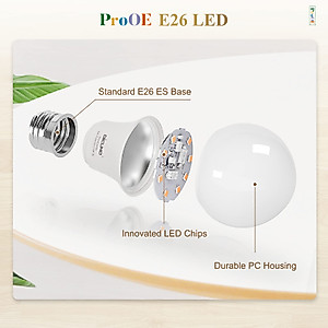 DiCUNO ProOE A19 LED Bulbs 60W Equivalent, 3000K Warm White, 806 Lumens 9W LED Light Bulb, High CRI 98, Non-dimmable, 100-240V, E26 Medium Base, Frosted, Pack of 6