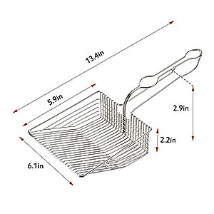 Ownpets Non-Stick Cat Litter Scoop with Foam Handle, Durable Coated Metal Litter Scooper with Deep Shovel, Carabiner & Comfy Foam Grip for Fast Sifting & Instant Cleaning