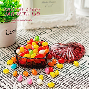 kanpura Crystal Glass Heart-Shaped Jewelry Box,Candy Box with Lid,Women's Covered Earrings Necklace Chest Trinket Storage Box, Glass Storage Jar Gift Box for Women and Girls(Burgundy)