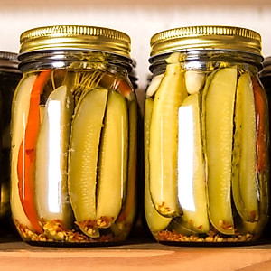 QAPPDA 16 oz Glass Jars With Gold Lids,Wide Mouth Ball Mason Jars,Glass Storage Jars For Food,Canning Jars For Pickles,Herb,Jelly,Jams,Honey,Kitchen Canisters Dishware Safe 15 Pack