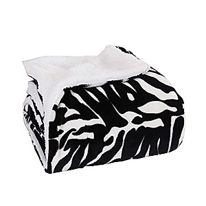 Elegant Comfort Luxury Micro-Sherpa 50" X 60" Ultra Plush Zebra Design Throw/Blanket, (50 x 60)
