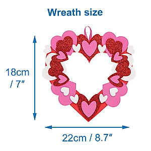 Baker Ross AX733 Heart Wreath Kits - Pack of 3, Creative Valentine's Day Art and Craft Supplies for Kids to Make and Decorate