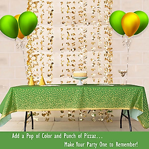 ZULADISE 2 Pack Green Plastic Tablecloth Green and Gold Table Cloths for Parties Disposable Table Cover Party Decorations for Birthday, Christmas (Premium Quality - 54 x 108 in.)