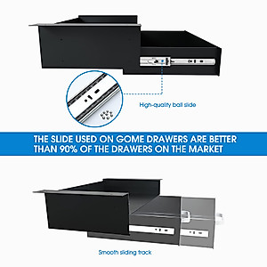 GOME Under Desk Drawer Storage with Laptop/Book/Folders Shelf, Double Layer Easy Slide-Out Undermount Drawer Organizer with Ball Sliding Track for Home Office Sit-Stand Workstation