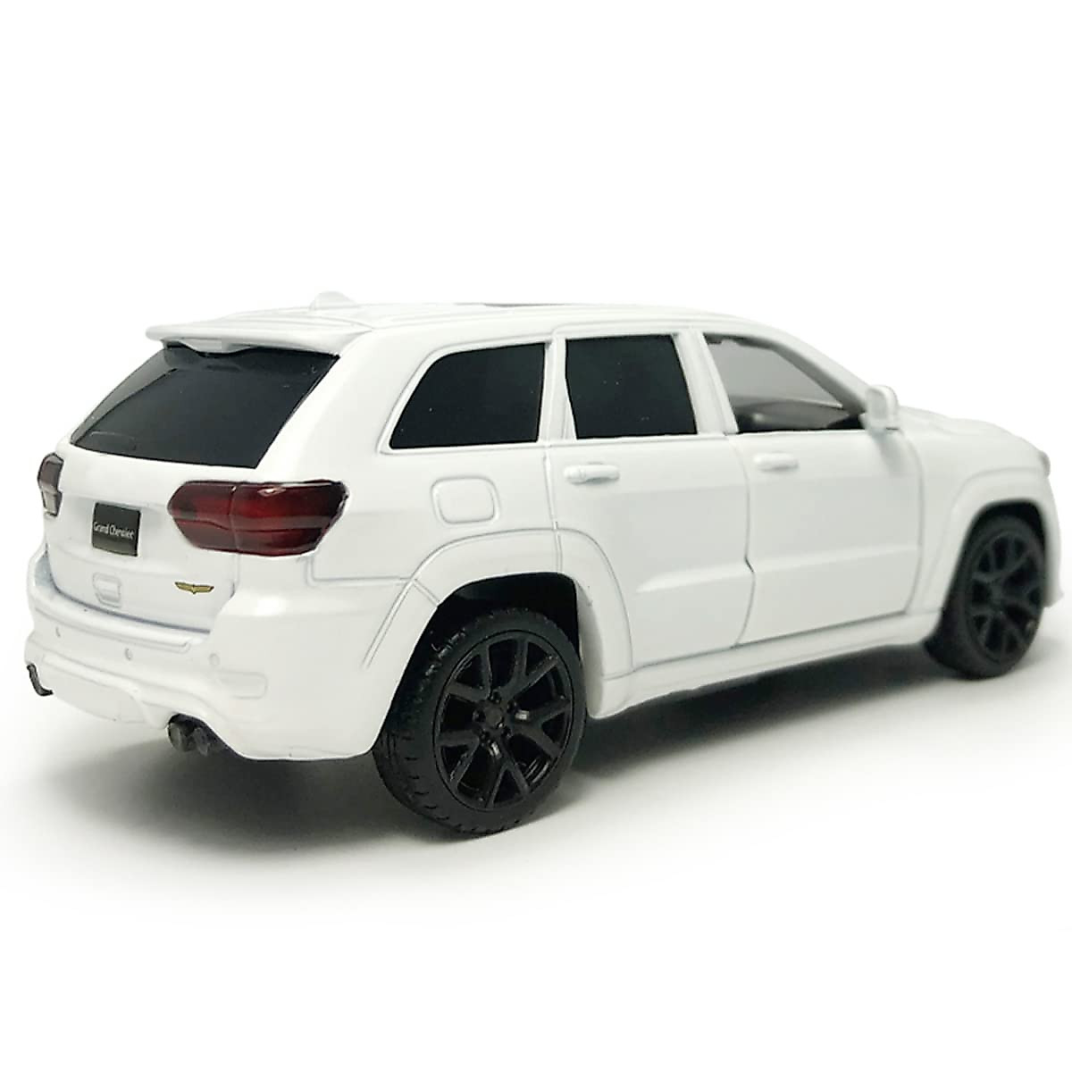 Grand Cherokee Trackhawk Toy Car SUV Diecast Model Car 1/36 Scale Pull Back Vehicle Zinc Alloy Casting Metal, Doors Open, Toys for Boys Kids Birthday Gifts Adults Mens Collection, White