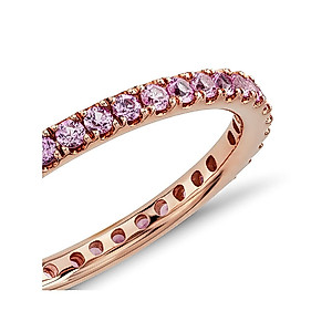 Jewelrygift Created-Pink Sapphire Gtone Band Ring Rose Gold Plated Beautiful Design Luxury gift perfect wedding or for Men and women US Ring Size: 6