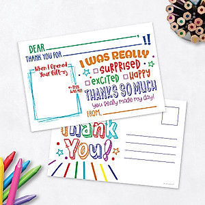 m&h invites 50 Kids Thank You Fill In The Blank Cards - Thank You Postcards For Boys or Girls